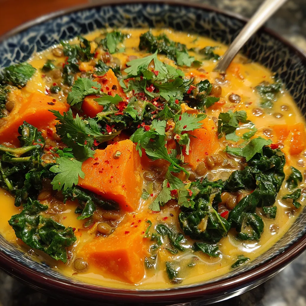 Ginger Sweet Potato and Coconut Milk Stew with Lentils & Kale – FadedMix